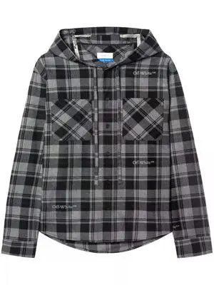 Off-White Checked Hooded Shirt