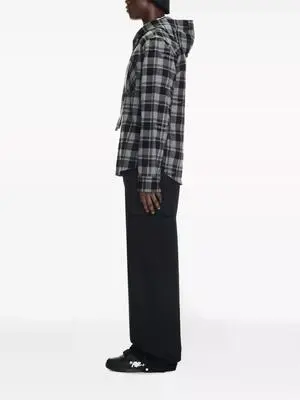Off-White Checked Hooded Shirt