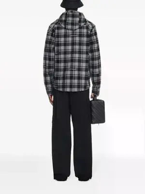 Off-White Checked Hooded Shirt