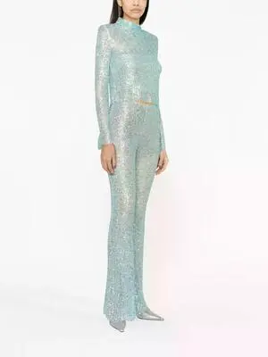 SELF-PORTRAIT Sequin-embellished Mesh Trousers