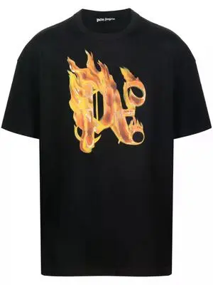 Palm Angels Burning Monogram-print T-shirt - Black