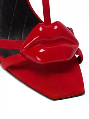Balmain Suede Lip Detail Stiletto Sandals
