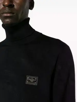 Dolce & Gabbana Logo-patch Roll-neck Jumper - Blue