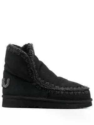 Mou Glitter Logo Ankle Boots - Black