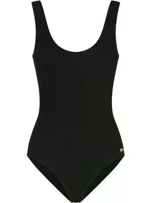 Dolce & Gabbana Logo-Tag Scoop-Back Swimsuit Black