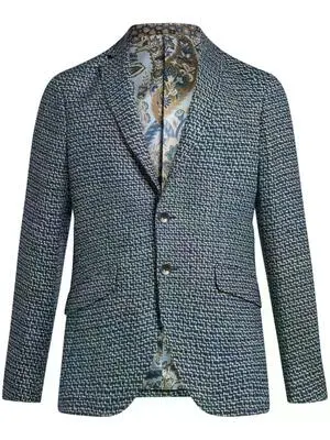 Etro Single-breasted Wool Blazer - Blue