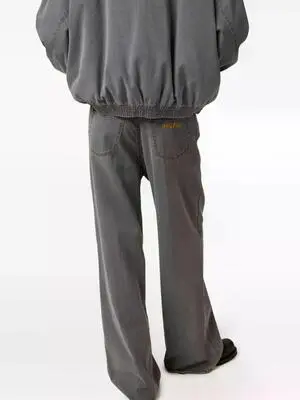 Miu Miu Logo-embroidered Wide-leg Jeans - Grey