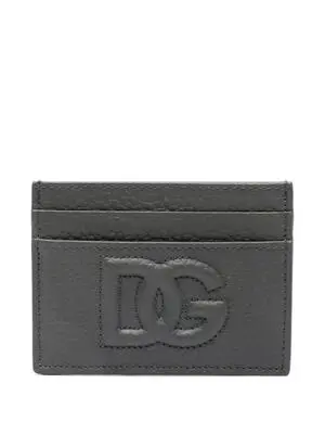 Dolce & Gabbana Embossed-logo Leather Cardholder - Grey