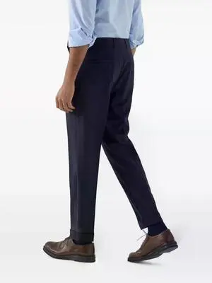 Brunello Cucinelli Check-pattern Virgin-wool Trousers - Blue