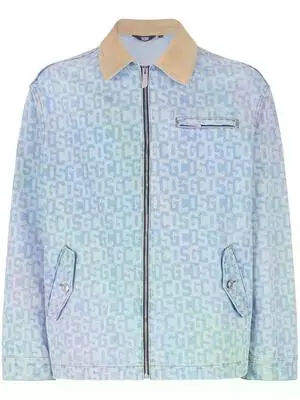 Gcds Monogram-print Denim Jacket - Blue