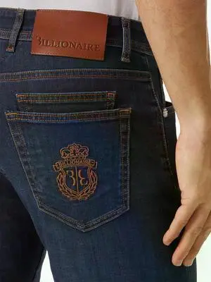 BILLIONAIRE Logo-embroidered Straight-leg Jeans - Blue