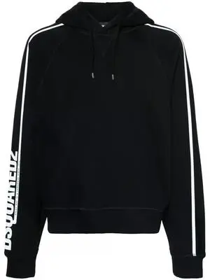 Dsquared2 Logo Print Cotton Hoodie - Black