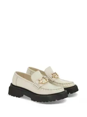 FERRAGAMO Gancini-plaque Leather Loafers