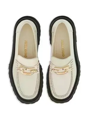 FERRAGAMO Gancini-plaque Leather Loafers