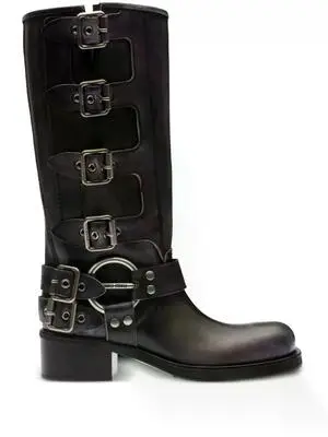 Miu Miu Buckle-detail Leather Boots
