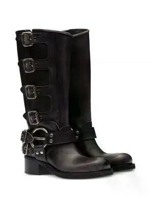 Miu Miu Buckle-detail Leather Boots