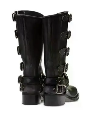 Miu Miu Buckle-detail Leather Boots