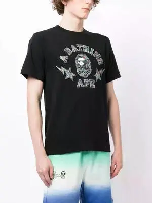 A BATHING APE Logo-print Cotton T-shirt - Black