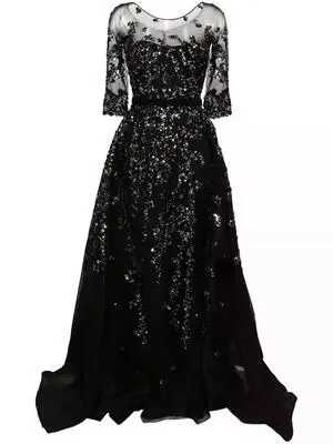 SAIID KOBEISY Sequin-embellished Tulle Gown