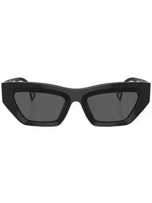 Versace Logo-embossed Rectangle-frame Sunglasses - Black