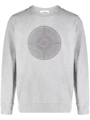 Stone Island Logo-embroidered Cotton Sweatshirt - Grey