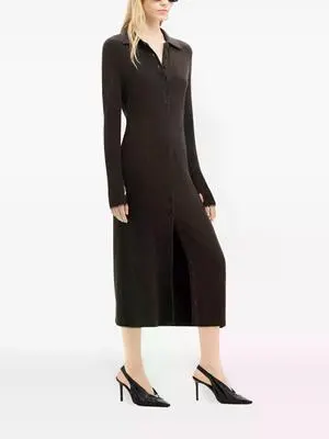 COURREGES Multi-button Midi Wool Dress - Brown
