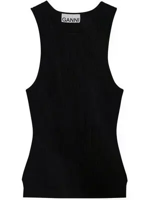 GANNI Panelled Rib-knit Vest Top