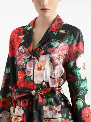 Dolce & Gabbana Rose-print Twill Shirt - Black