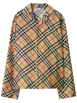 Burberry Check-print Silk Pajama Top - Neutrals