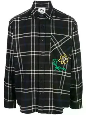 PRESIDENT’S Embroidered-floral Check Shirt