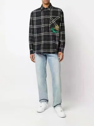 PRESIDENT’S Embroidered-floral Check Shirt