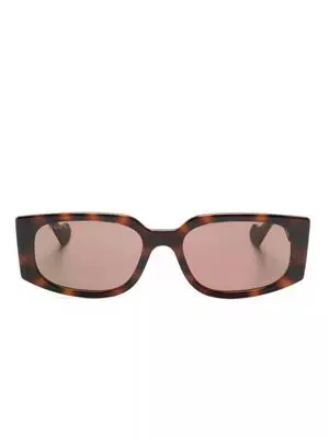 Gucci Double G Rectangle-frame Sunglasses - Brown