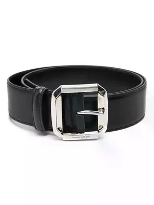 Alexander McQueen Logo-engraved Buckle Belt - Black