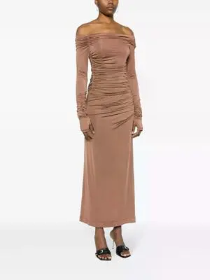 Helmut Lang Off-shoulder Draped Maxi Dress
