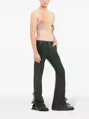 COURREGES Flared Leather Trousers With Buckle Detail