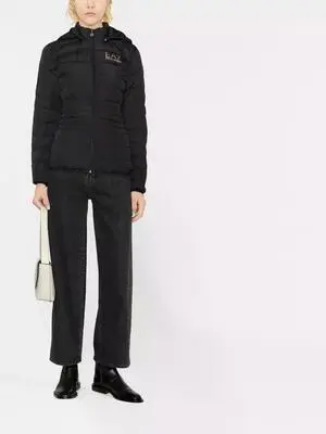 EA7 Hooded Puffer Jacket With Logo Print