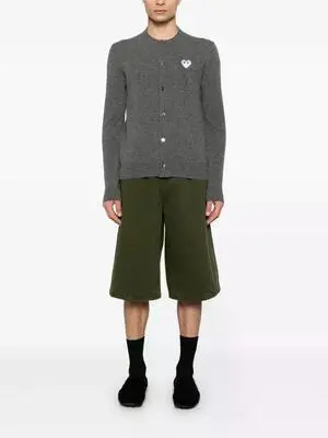 Play Comme Des Garcon Logo-patch Cardigan - Grey