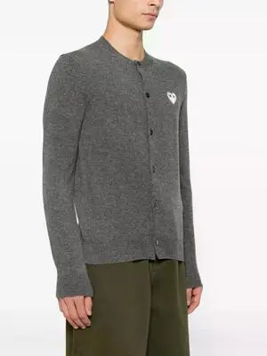 Play Comme Des Garcon Logo-patch Cardigan - Grey