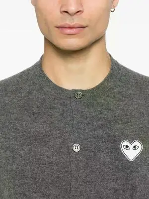 Play Comme Des Garcon Logo-patch Cardigan - Grey