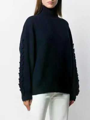 BARRIE Textured Sleeves Detail Jumper - Blue