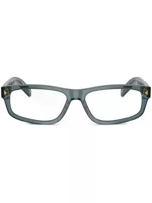 Prada Logo-printed Rectangle Frame Glasses - Grey