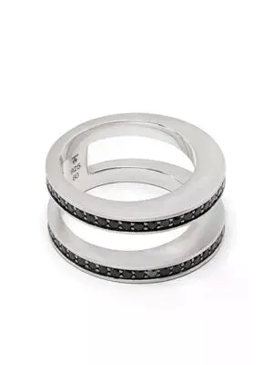 Tom Wood Vault Double Black Spinel Slip-on Ring - Silver