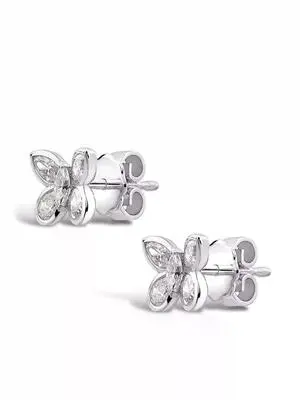 PRAGNELL 18kt White Gold Butterfly Diamond Stud Earrings