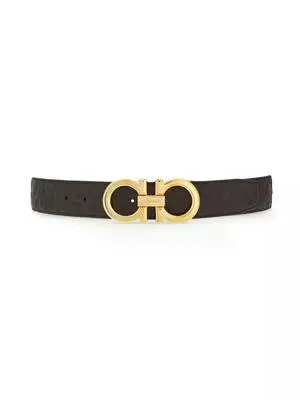 FERRAGAMO Gancini Reversible Calfskin Belt - Black