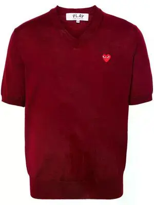 Play Comme Des Garcon Heart-patch Wool Jumper