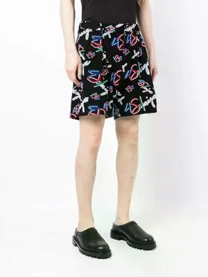4SDESIGNS Logo Print Pleated Shorts