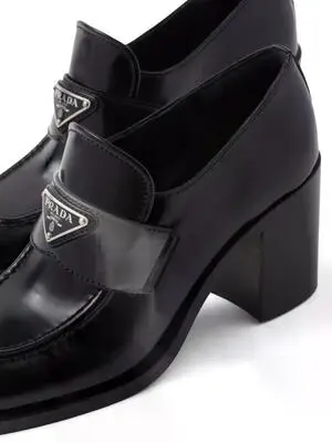 Prada Block-heel Brushed-leather Loafers