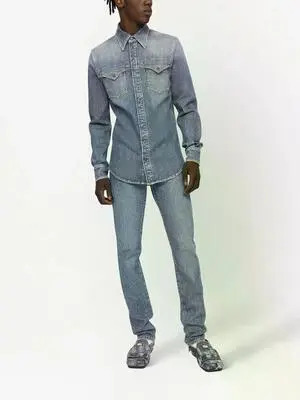 Dolce & Gabbana Logo-appliqué Skinny Jeans - Blue