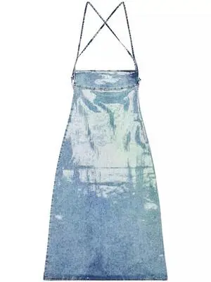 DIESEL® De-held Open-back Denim Midi Dress - Blue