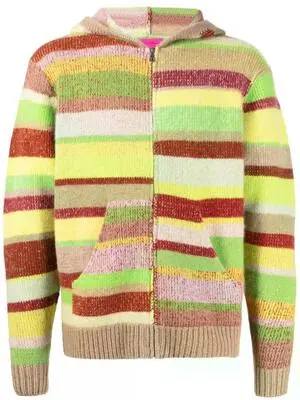 THE ELDER STATESMAN Multi-stripe Cashmere Zip-up Hoodie - Multicolour